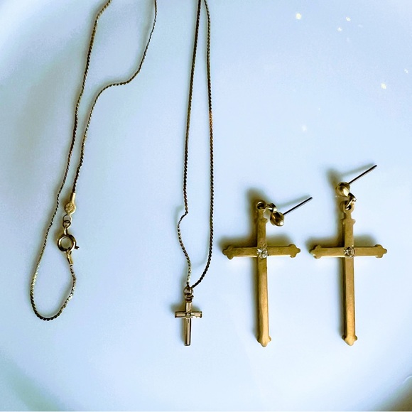 Vintage | Jewelry | Vtg Stamped 4k Gold Filled Cross Necklace Diamond ...
